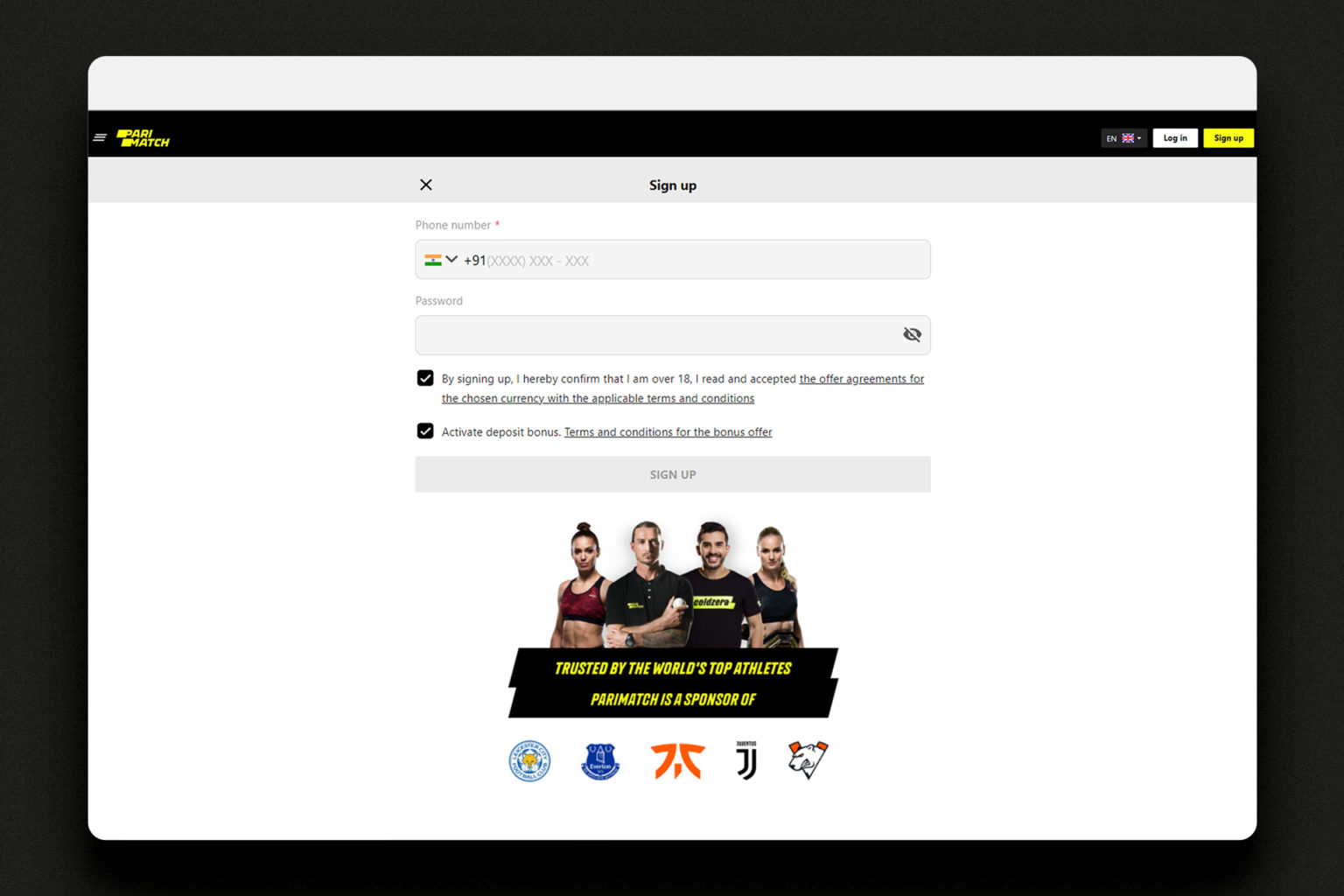 Registration and Verification of a Parimatch Account in India